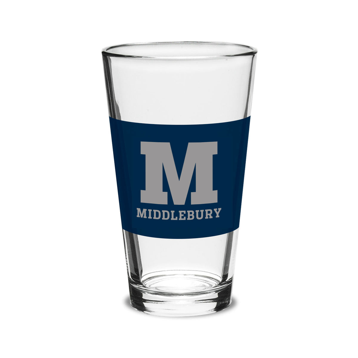 Middlebury "M" Pint Glass (Navy Wrap Etched Logo) – The Middlebury Shop